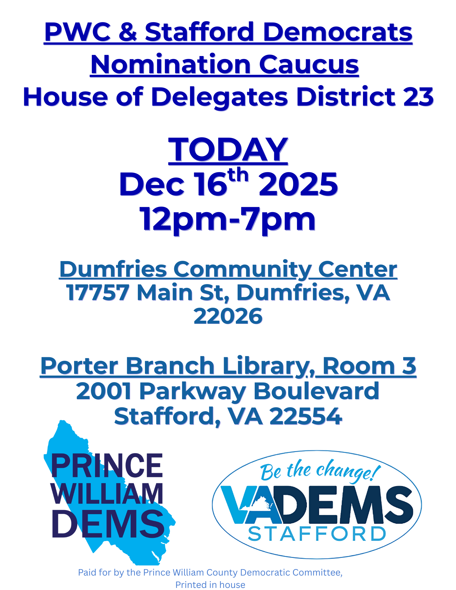 Voting Today from 12:00pm-7:00pm At The Following Locations - Prince ...
